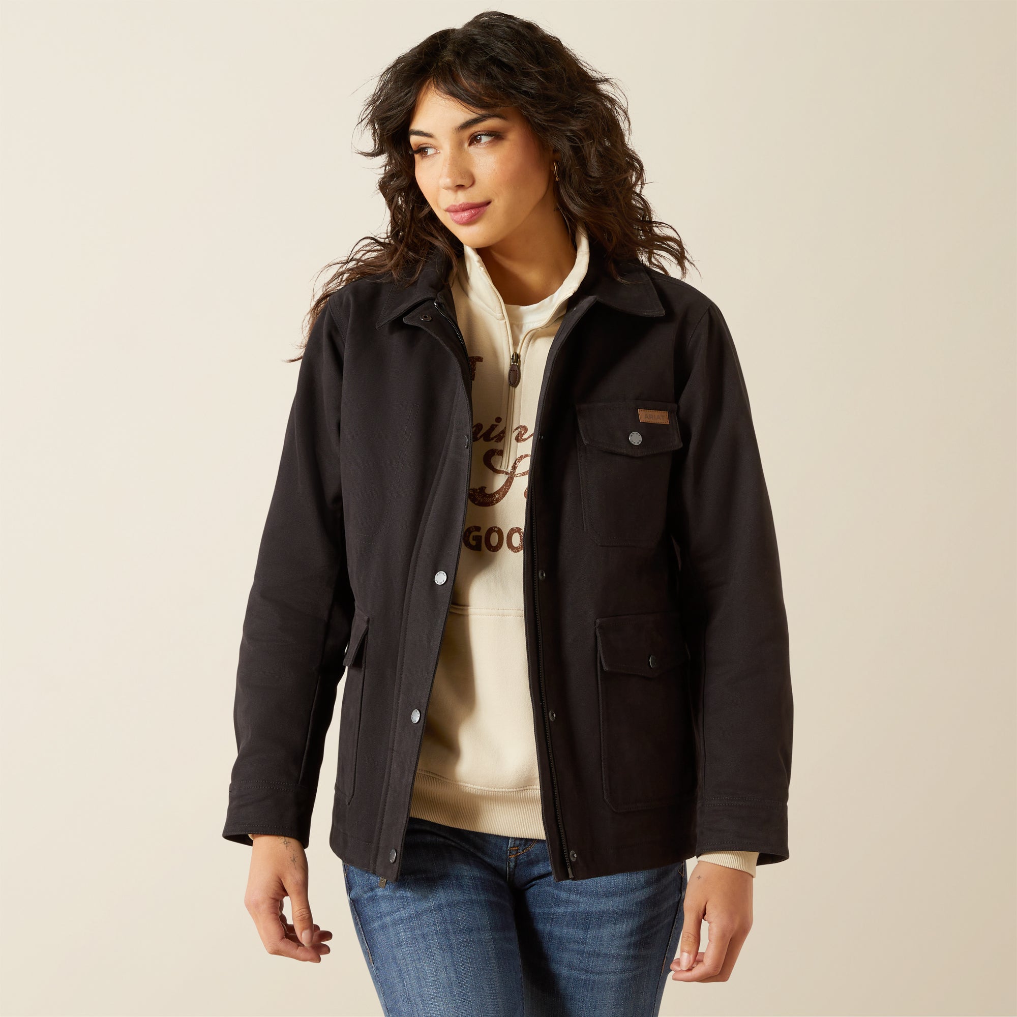 Ariat Women's Black Western Canvas Chore Jacket – Leanin' Pole Arena
