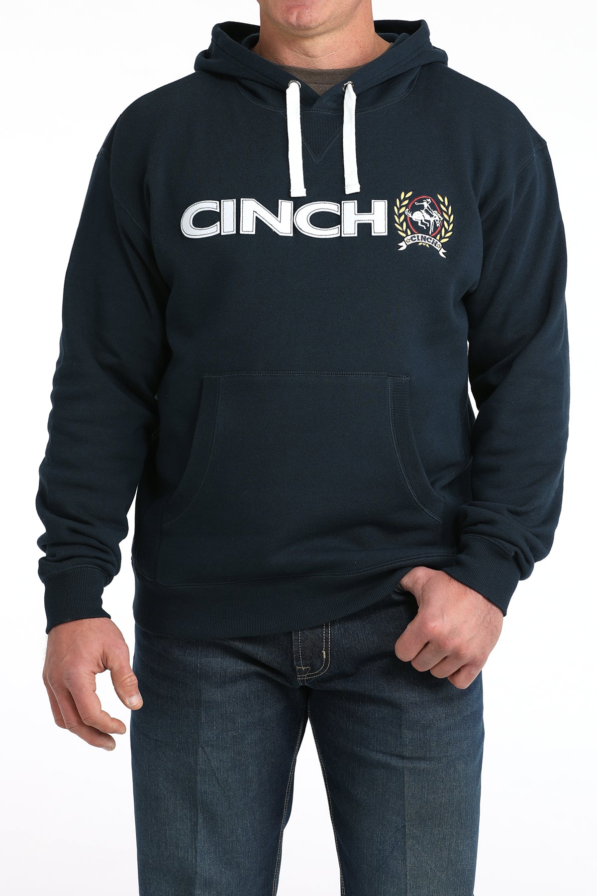 Cinch Men's Navy Felt Logo Hoodie – Leanin' Pole Arena